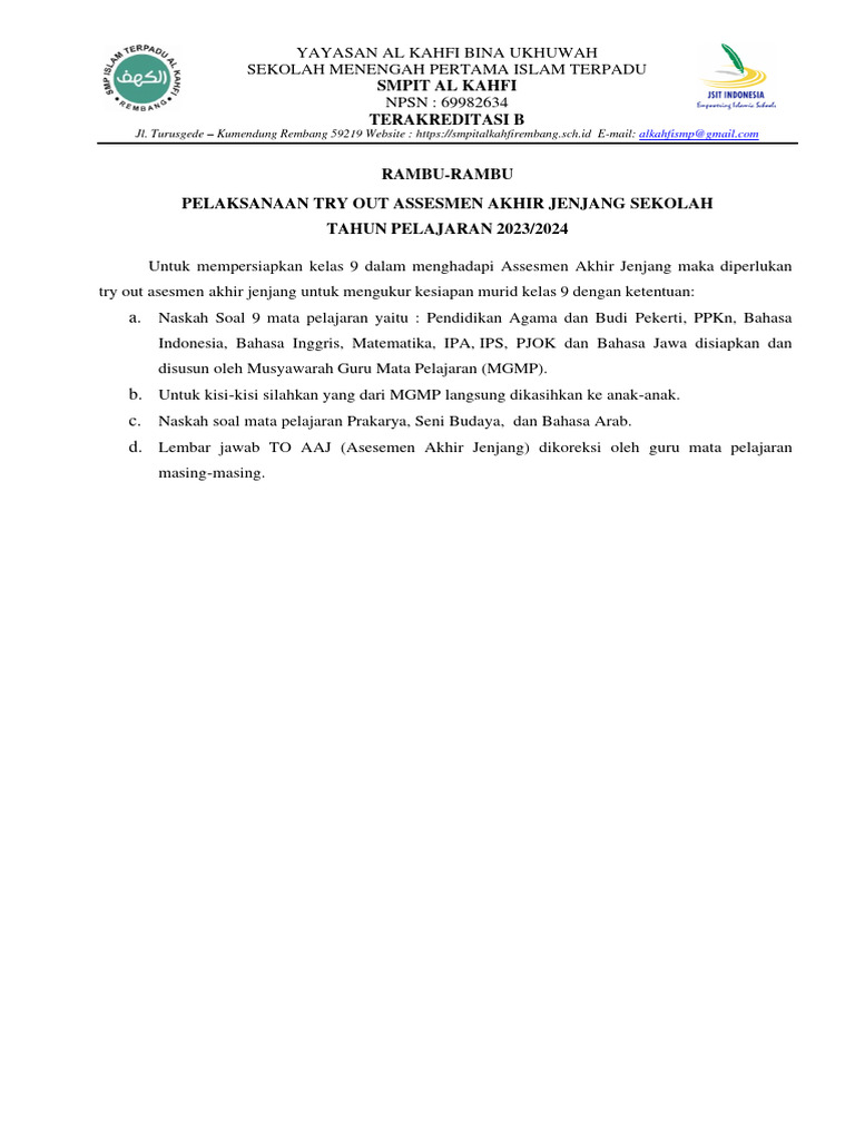 Jadwal, Timeline, Peserta AAJ TA. 2023-2024 | PDF