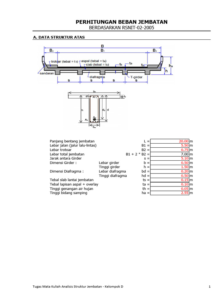Contoh Pembebanan Jembatan - Rsni | PDF