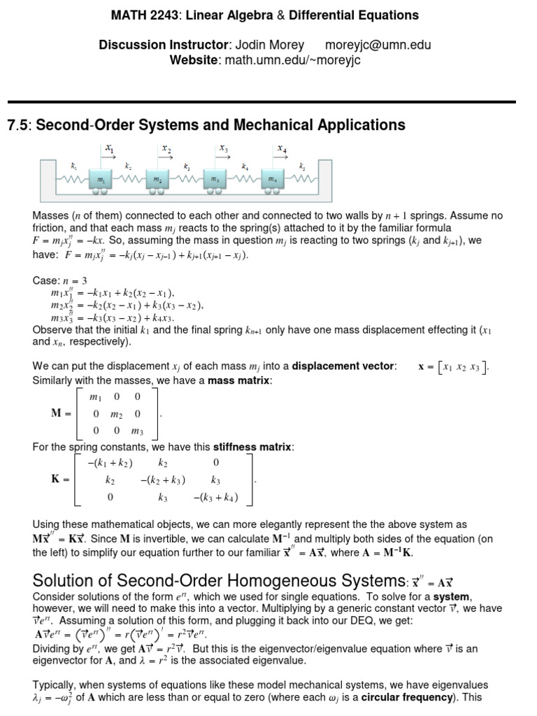 7 5 Second Order Systems and Mechanical Applications | PDF | Eigenvalues And Eigenvectors ...