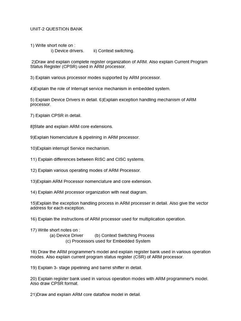 ESD Unit-2-Question Bank | PDF