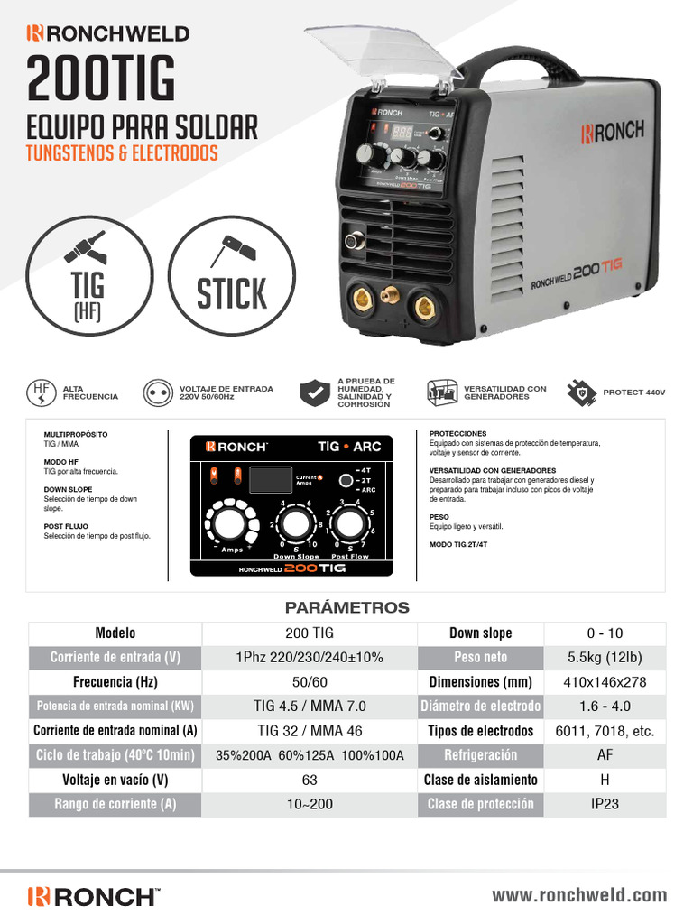 Ronch 200TIG (Español) | PDF | Ingenieria Eléctrica | Electricidad