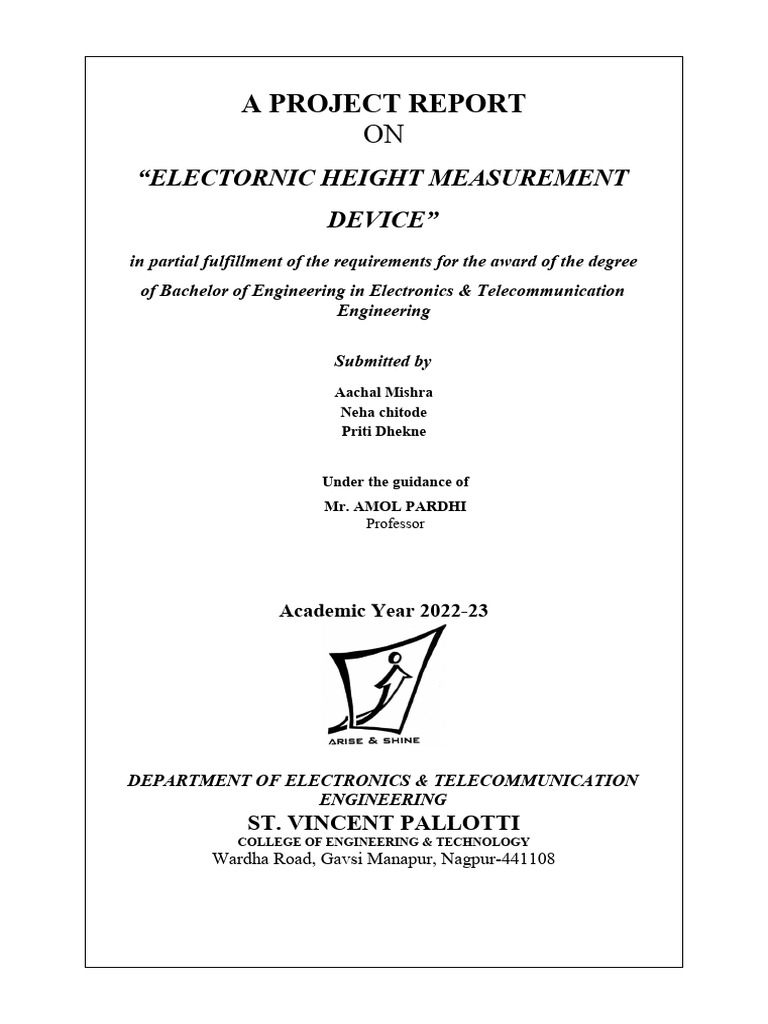 Report On Height Measure | PDF | Arduino | Computer Engineering