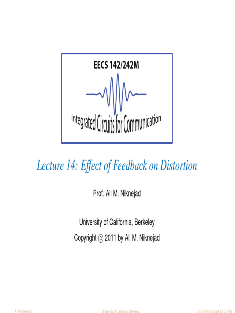 2011 Eecs 142 Lect14 Effect of Feedback On Distortion | PDF | Amplifier | Electronic Engineering