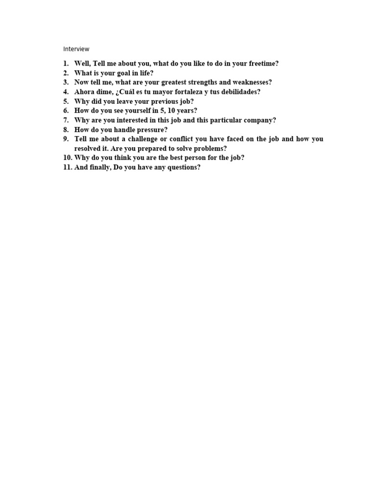 Essential Job Interview Questions Guide | PDF | Lifestyle