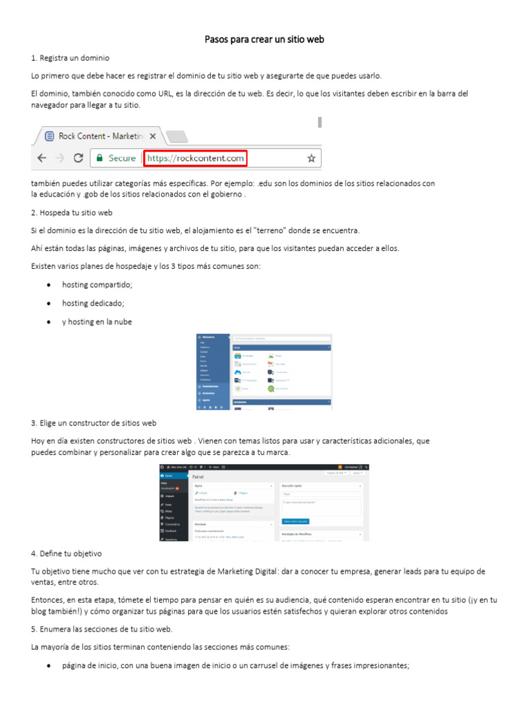Pasos para crear un sitio web | PDF | Sitios web | Red mundial