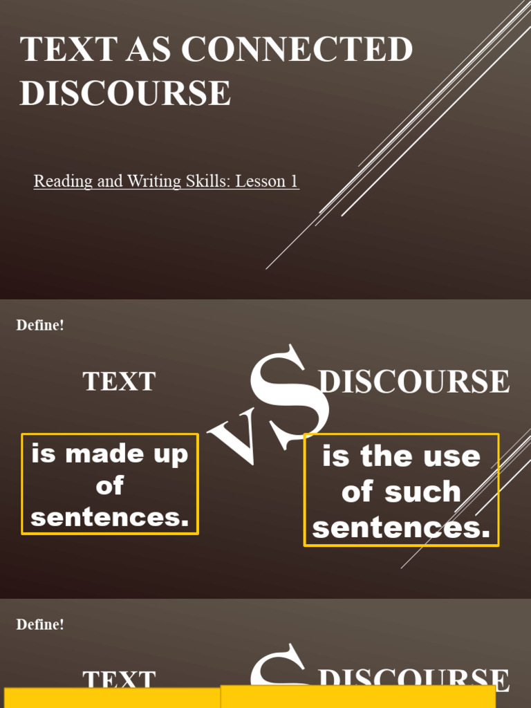 Lesson 1 - TEXT AS CONNECTED DISCOURSE | PDF | Logic | Thought