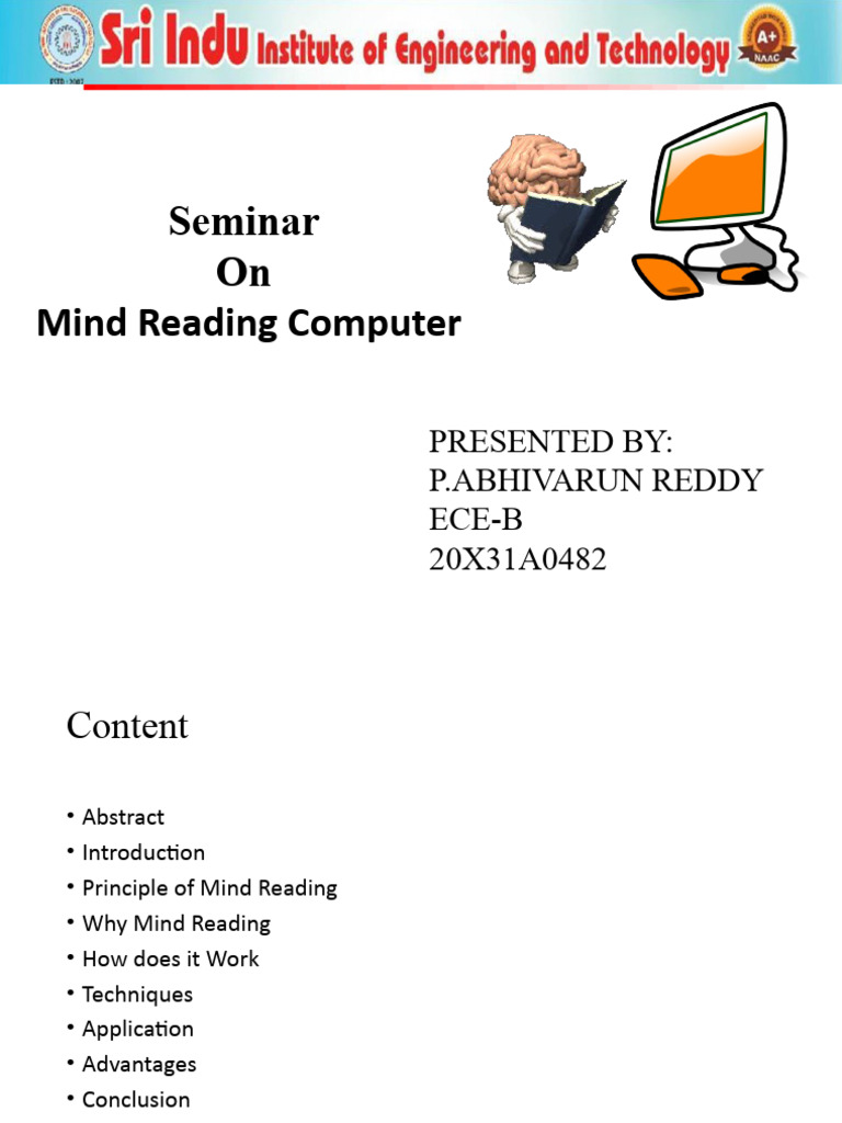 Mind Reading Computer Seminar Overview | PDF | Cognition | Neuroscience