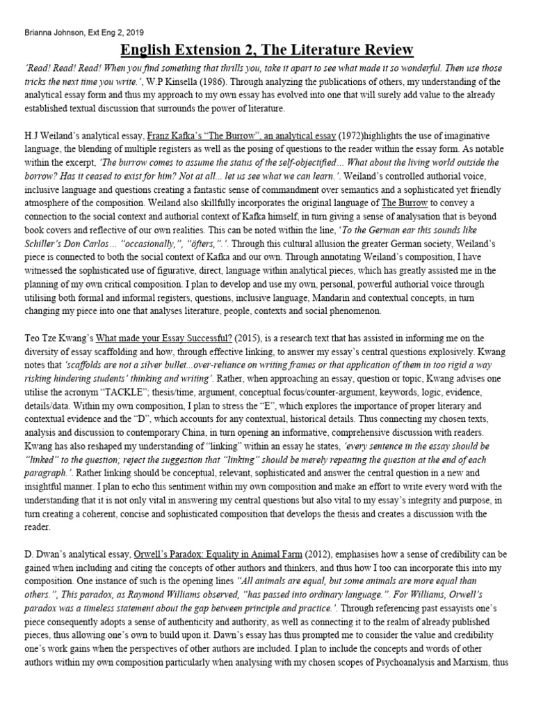 Literature Review Insights for Ext Eng 2 | PDF | Essays | Analysis