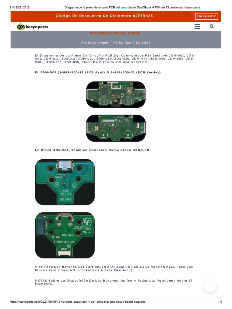 Diagrama de La Placas de Circuito PCB Del Controlador DualShock 4 PS4 de 13 Versiones ...