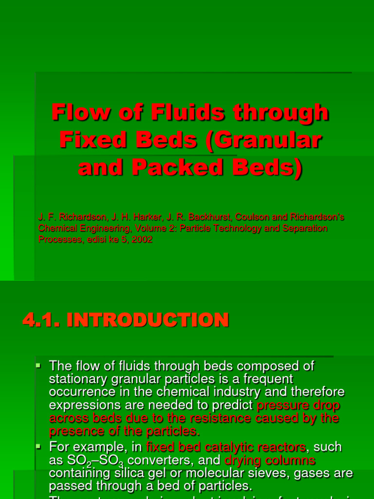 4.flow of Fluid Through Fixed Beds | PDF | Fluid Dynamics | Turbulence