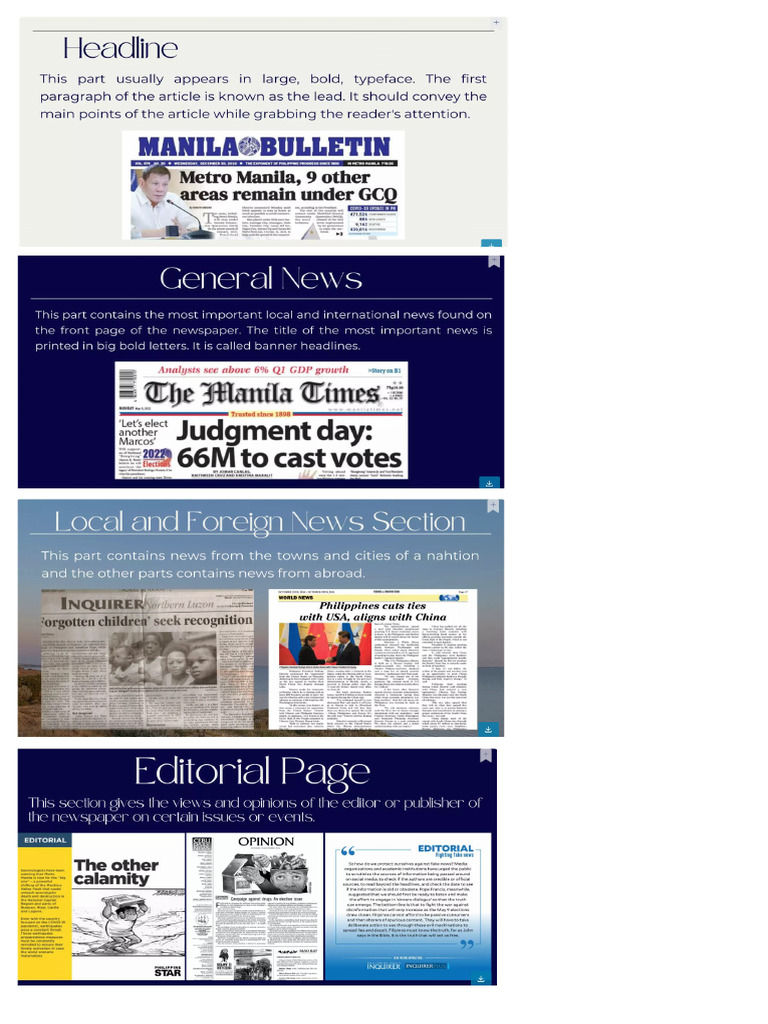 Parts of Newspaper | PDF