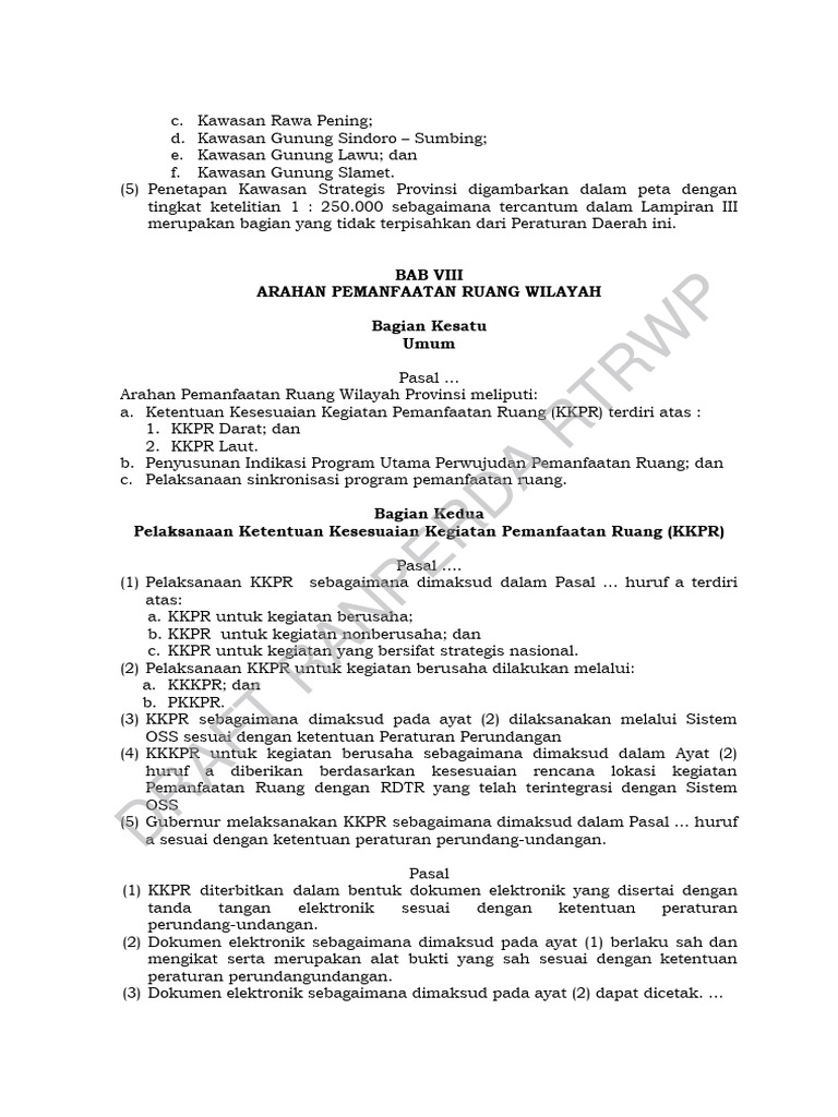 01.05 Bab VIII DRAFT Perda Sinkronisasi RTRWP Dan RZWP3K 20221108 | PDF | Sains & Matematika