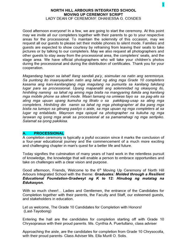 Moving Up 2023 Script | PDF | Wellness