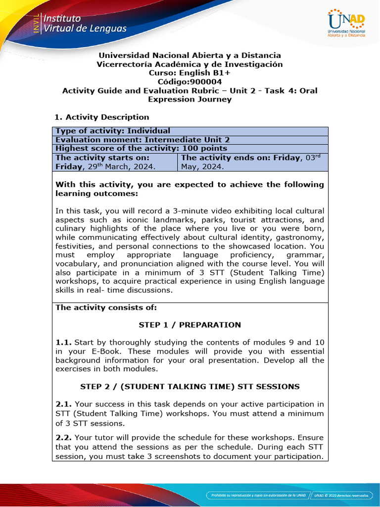 Activity Guide and Evaluation Rubric - Unit 2 - Task 4 - Oral ...