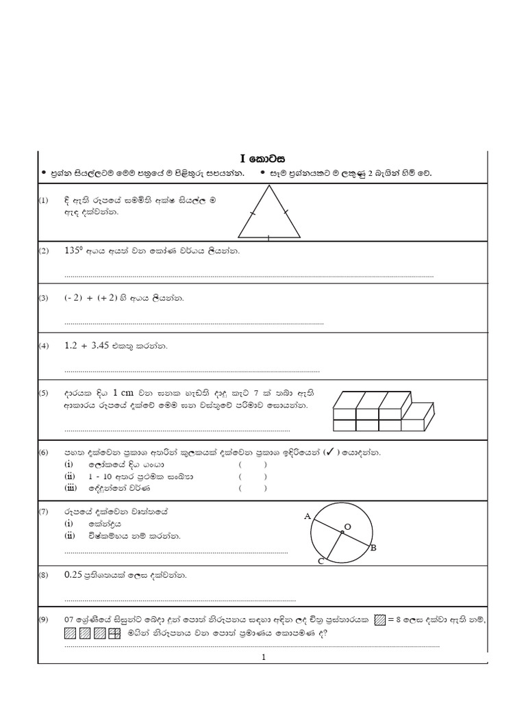 Grade 7 Maths Paper | PDF