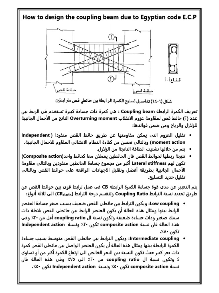How To Design The Coupling Beam Due To Egyptian Code E.C.P | PDF | Science & Mathematics | Computers