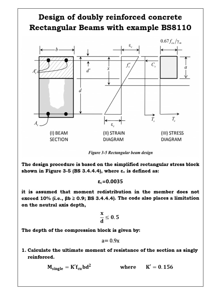 Doubly Reinforced Concrete Beams With Example BS8110 | PDF | Beam (Structure) | Solid Mechanics