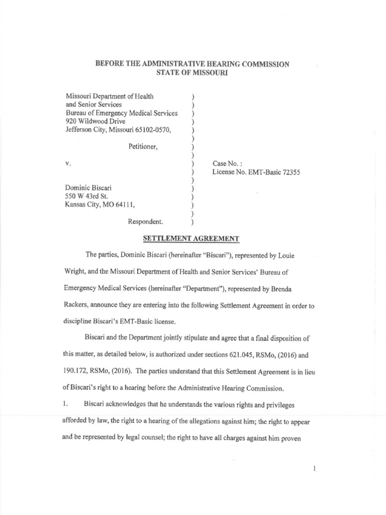 Biscari Settlement Agreement | PDF