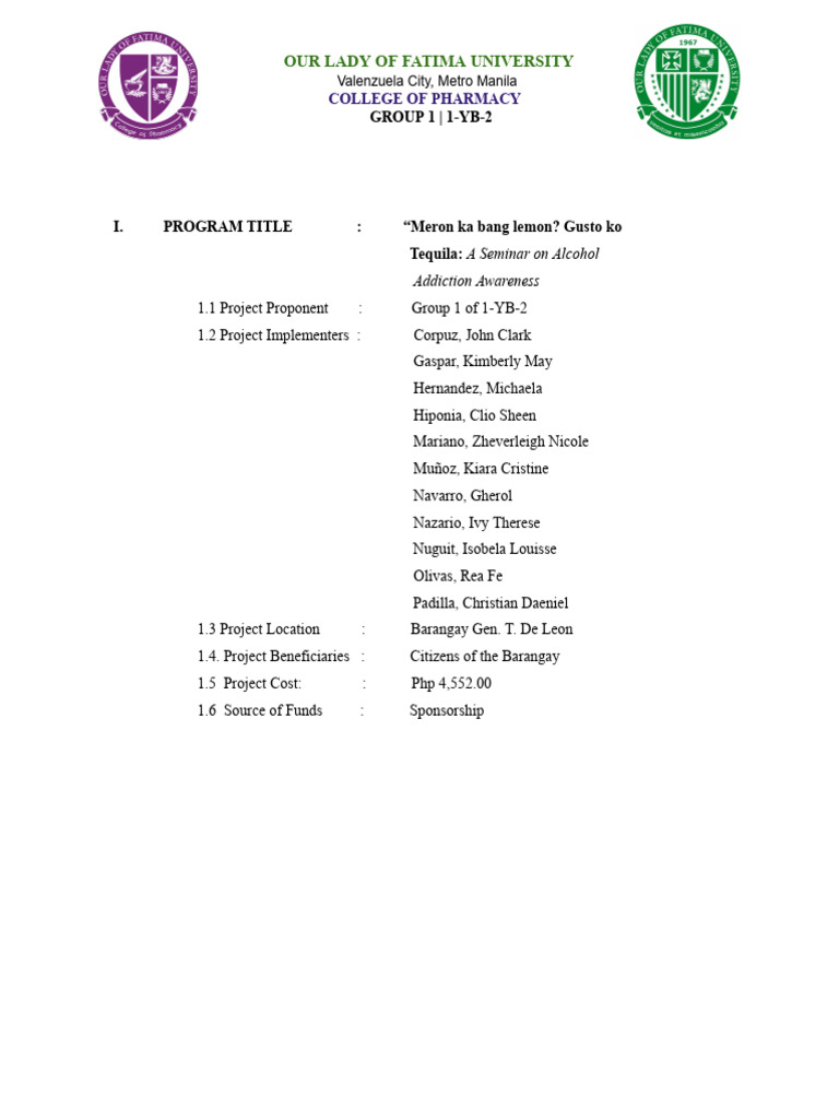 NSTP-112_-PROJECT-PROPOSAL | PDF | Alcoholism | Preventive Healthcare
