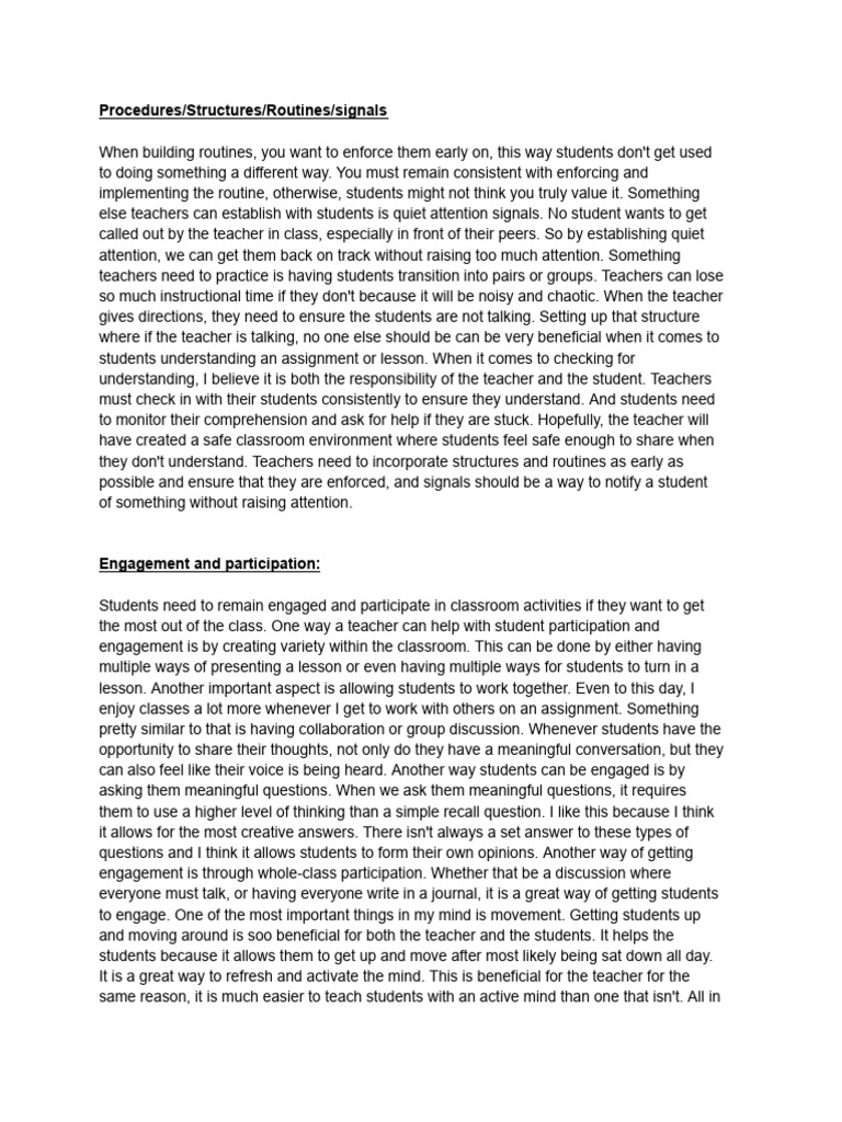 Cole Urban Classroom Management Reflection Final | PDF | Teachers ...