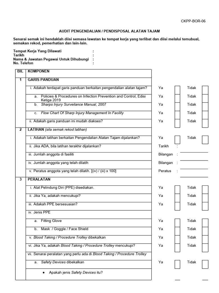 Audit Pengendalian Alatan Tajam | PDF