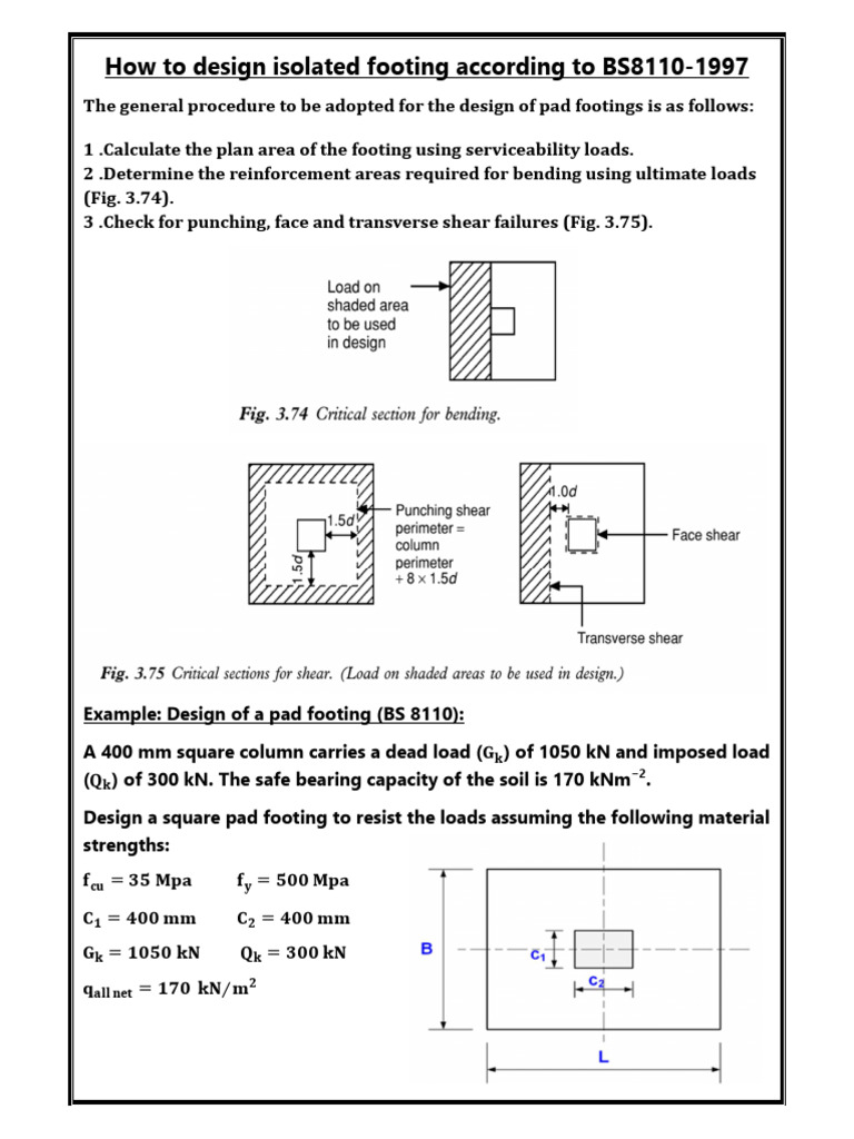 How To Design Isolated Footing According To BS8110-1997 | PDF | Applied And Interdisciplinary ...