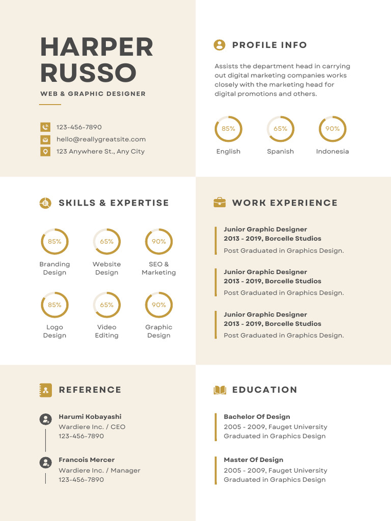 Beige Brown Modern Professional CV Resume | PDF | Writing | Human ...