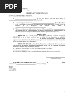 Sample Corporate Secretary Certificate | PDF