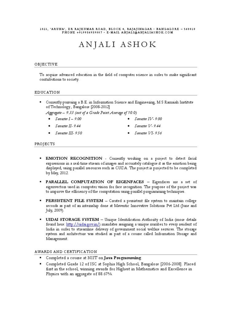 CV Anjali Ashok | PDF | Secondary School | Science And Technology