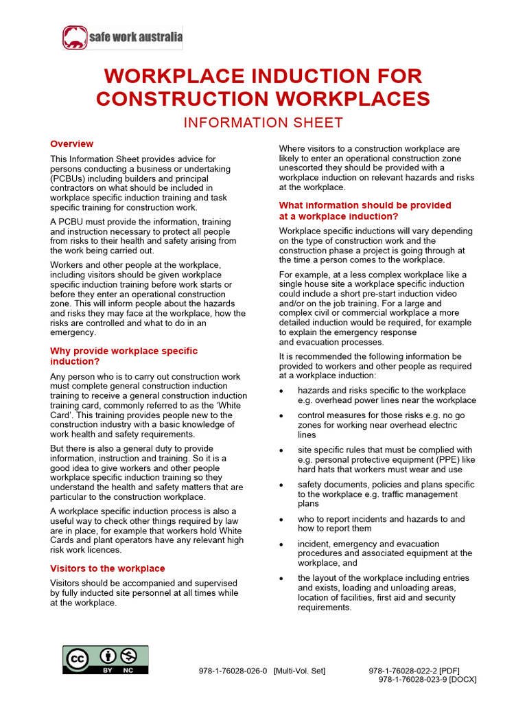 Construction Site Induction Guide | PDF | Occupational Safety And ...