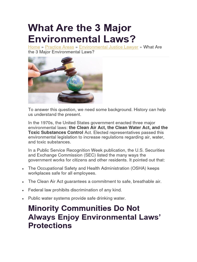 What Are The 3 Major Environmental Laws | Download Free PDF | Clean ...