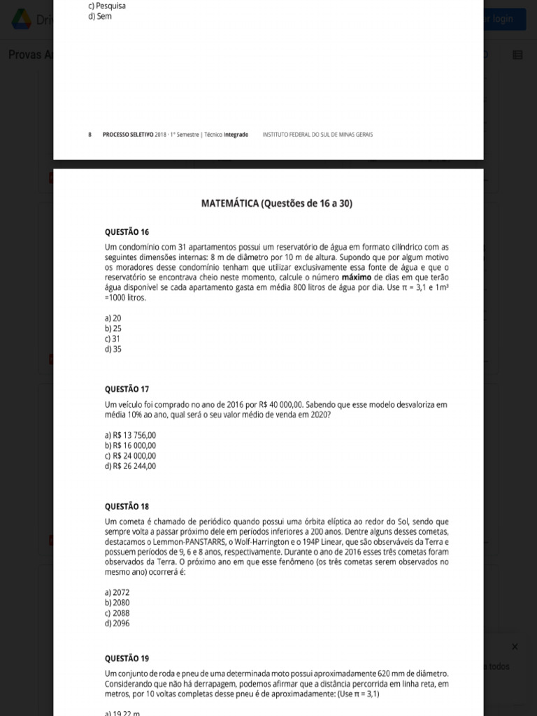 Provas Antigas Integrado - Google Drive | Download grátis PDF | Cometa | Terra