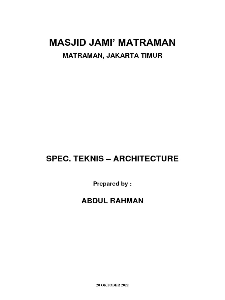Spec PDF Masjid Jami Matraman | PDF | Door | Building Technology