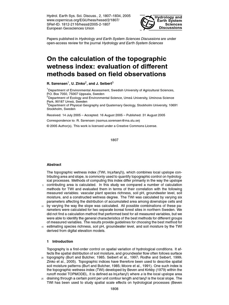 Twi Methods | PDF | Soil | Hydrology