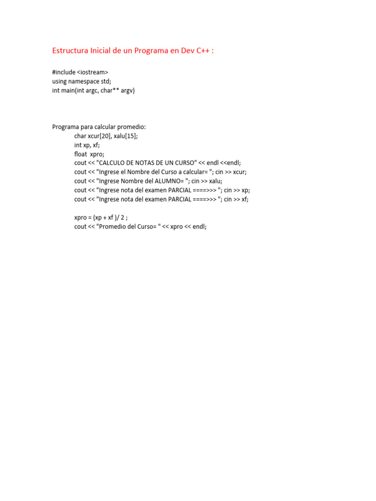 Estructura Inicial de Un Programa en Dev C | PDF | Métodos y materiales de enseñanza | Tecnología