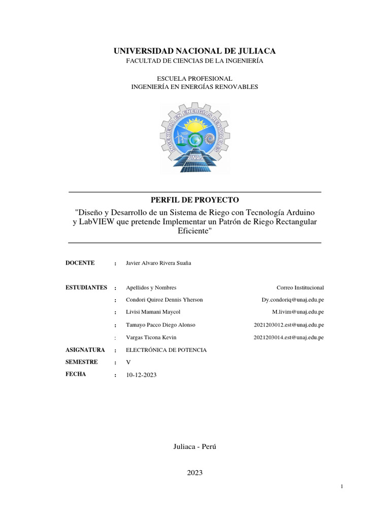 Condori Quiroz, Dennis - (Inf-06 - IF) | PDF | Fotovoltaica | Riego