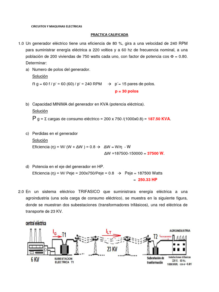 Solucionario Practica Pc3 Grupo I | PDF | Ingenieria Eléctrica | Generador eléctrico