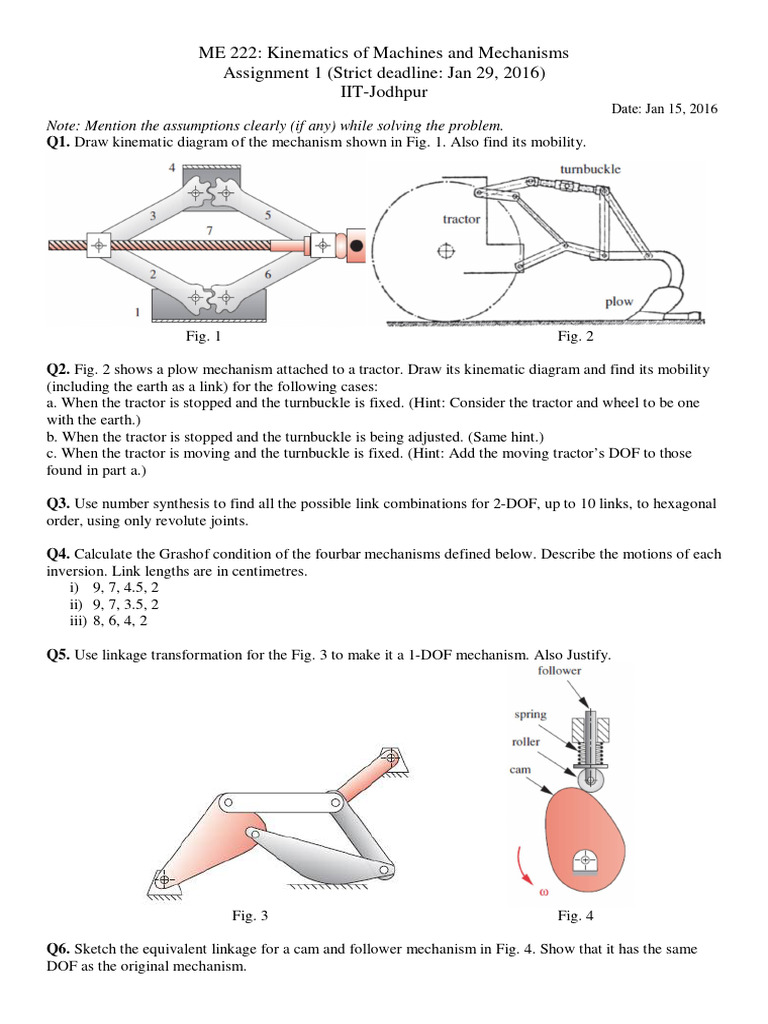Kinematics Assignment: Mechanisms & Mobility | PDF | Kinematics | Mechanics