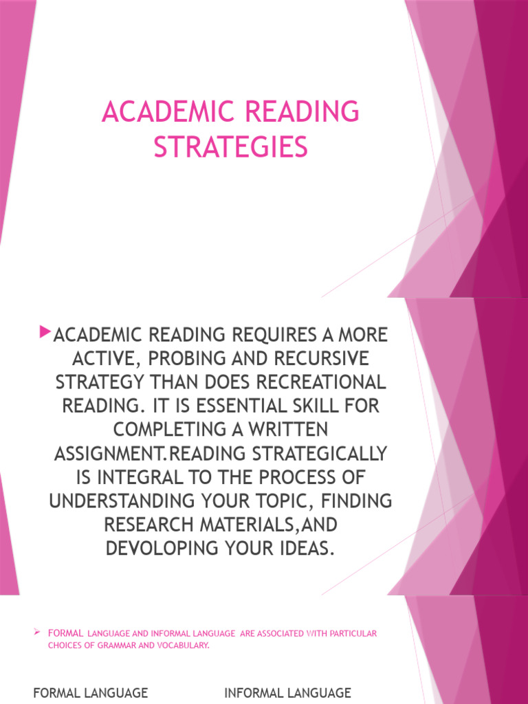 Academic Reading Strategies Explained | PDF | Reading Comprehension ...