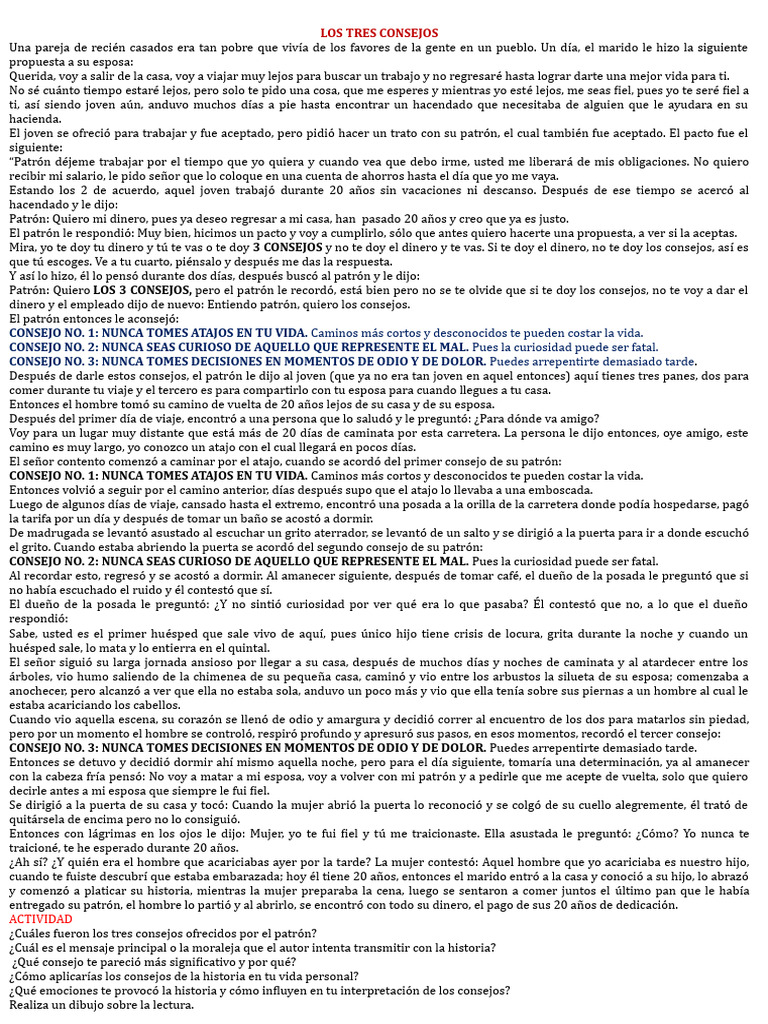 Los Tres Consejos | PDF