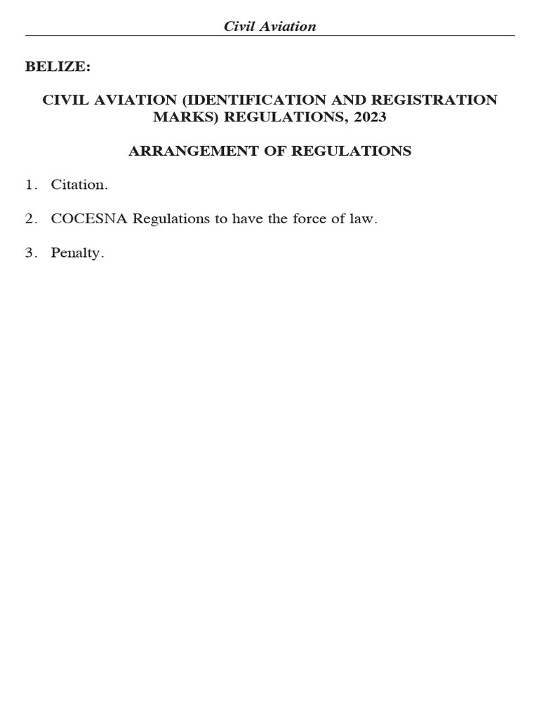 SI No. 117 of 2023 Civil Aviation Identification and Registration Marks ...
