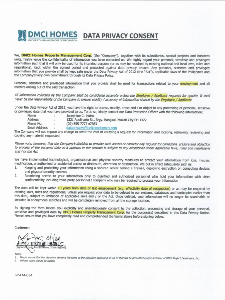 Data Privacy Consent | PDF