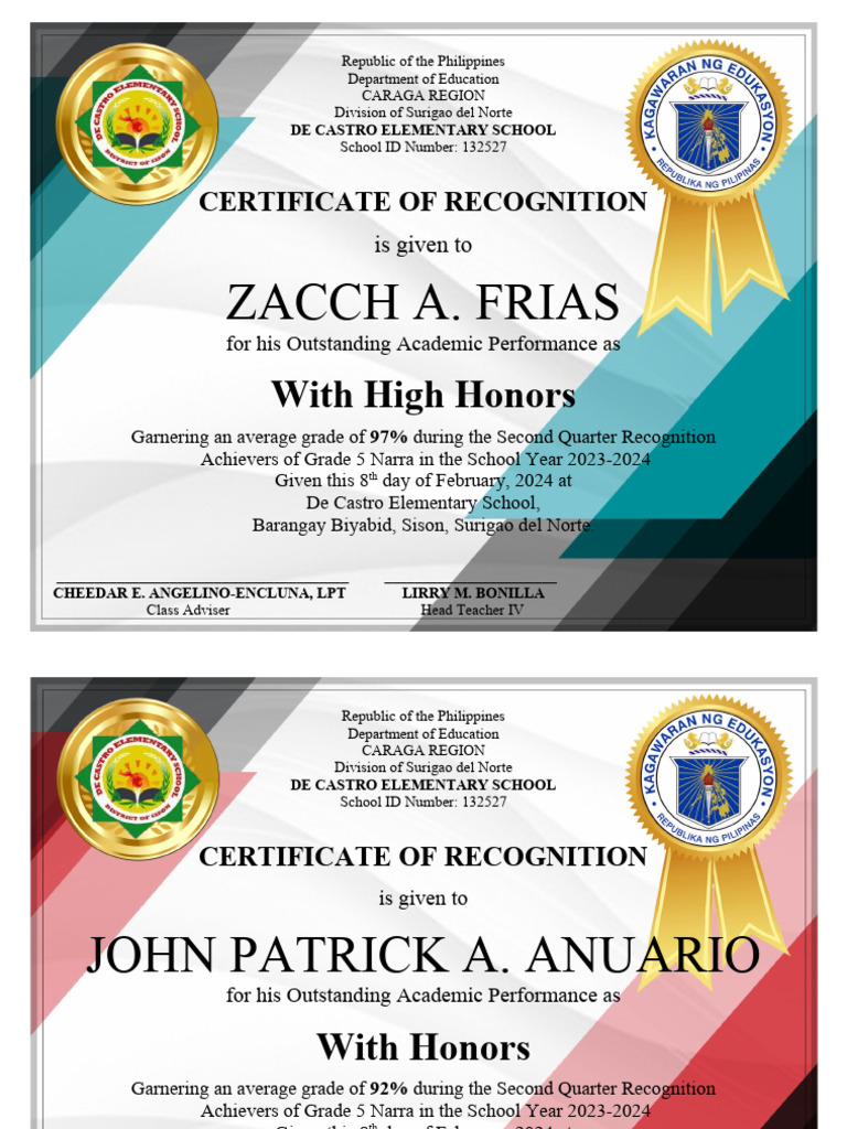 Certificate 2ND Quarter | PDF | Philippines | Public Administration