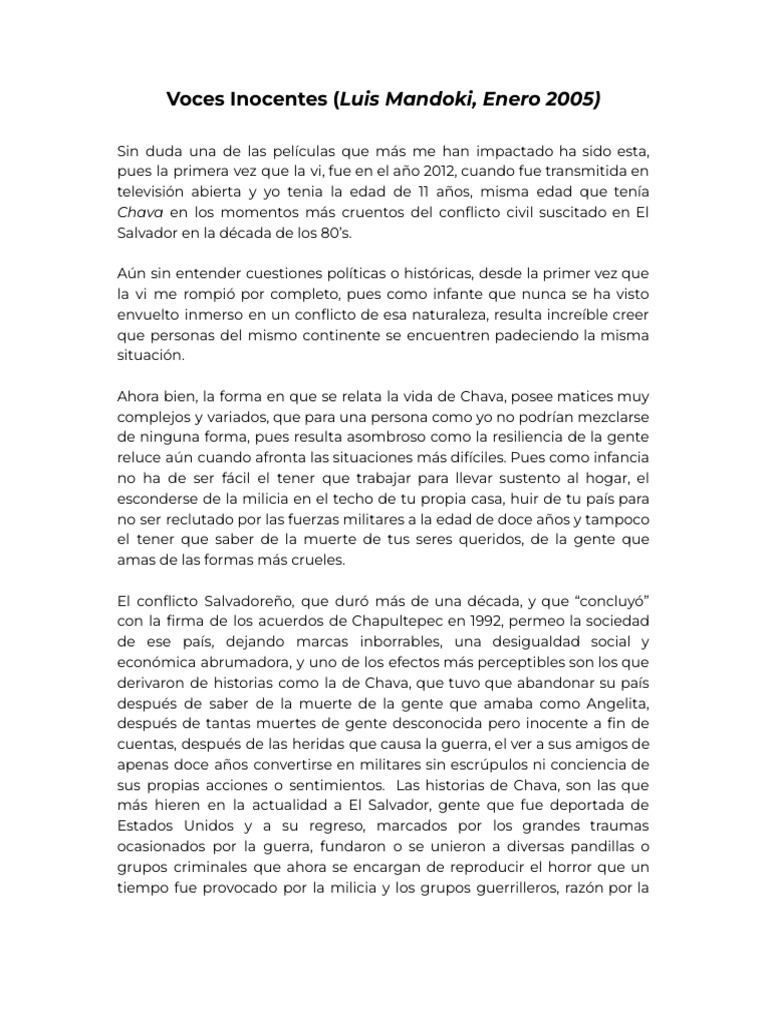 Voces Inocentes | PDF