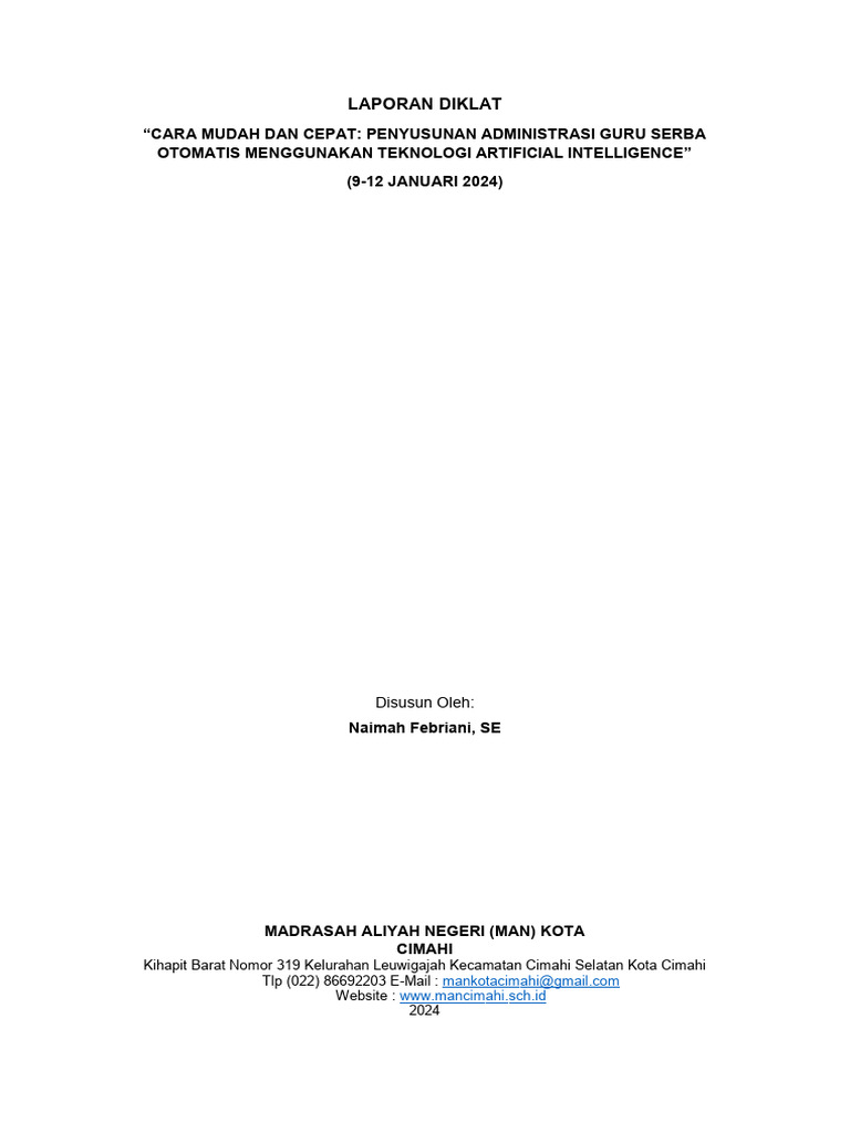 CONTOH LAPORAN DIKLAT | PDF