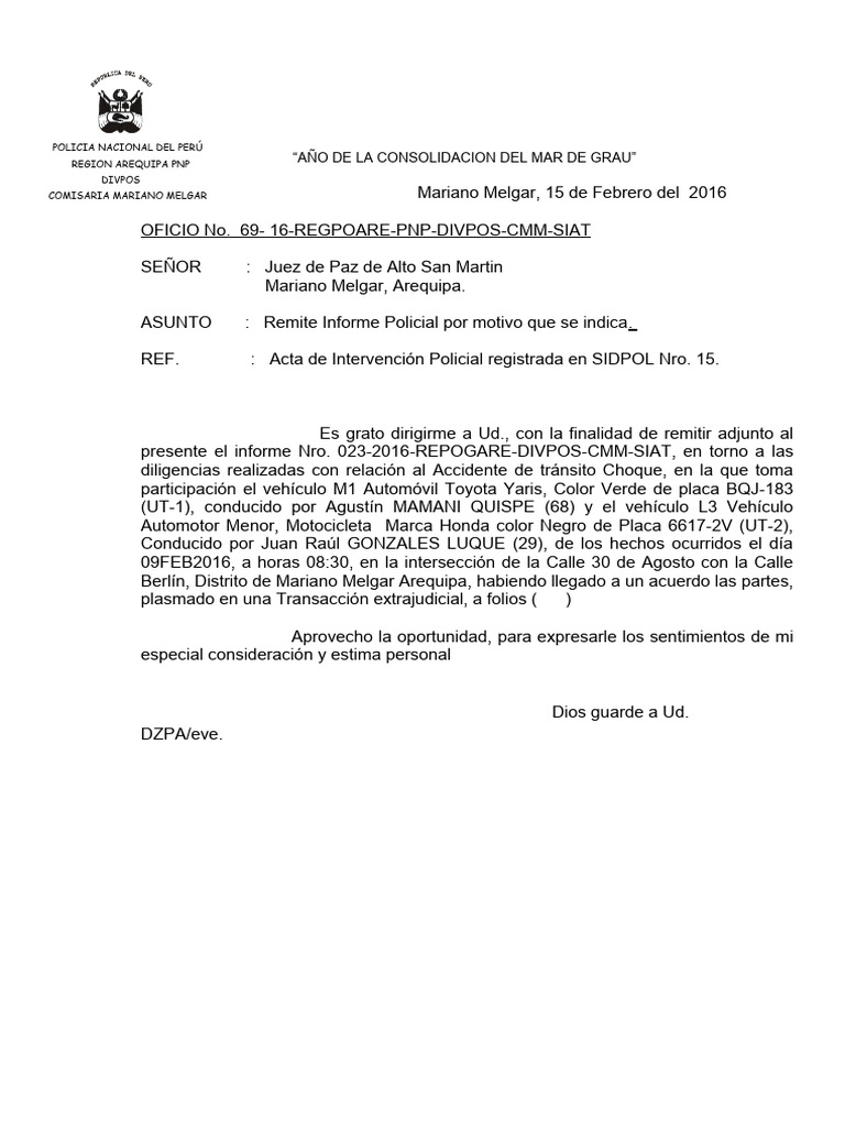 Informe 23 Choque 2016 | PDF | Vehículos | Transporte