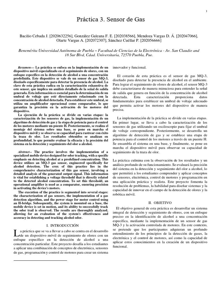 Practica3 SensordeGas | Descargar gratis PDF | Sensor | Gases
