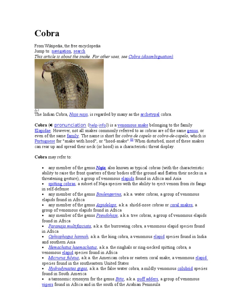 Cobra Varieties and Traits | PDF | Science & Mathematics