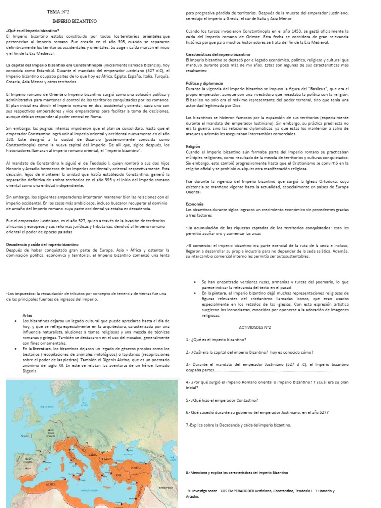 TEMA 2 IMPERIO BIZANTINO | PDF | imperio Bizantino | imperio Romano
