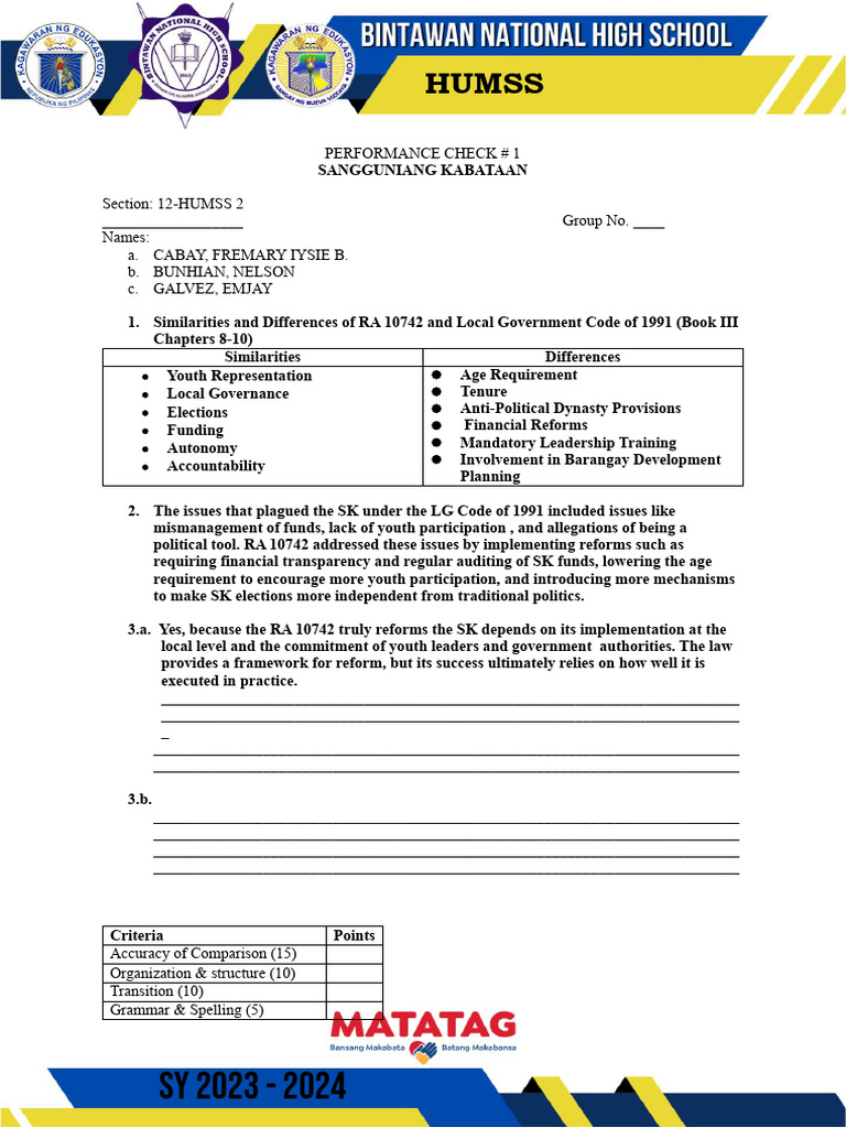 SK Performance Check: RA 10742 vs. LG Code | PDF | Government